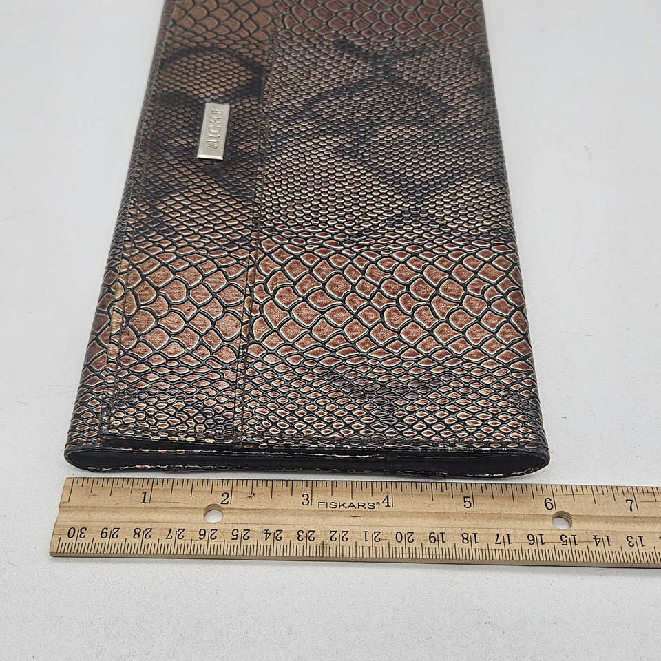 Miche Purse Shell Clutch Snake Print Faux Leather Bronze Brown Magnetic ...