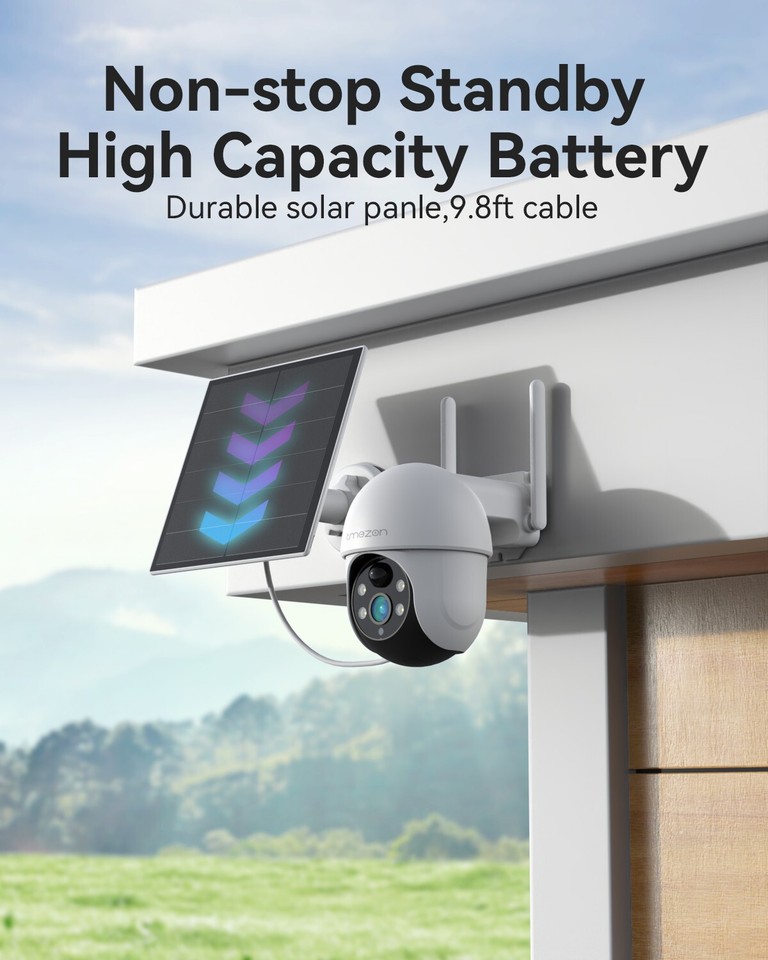 Wireless Solar Powered Security Camera System Outdoor 4MP PTZ HDMI NVR ...