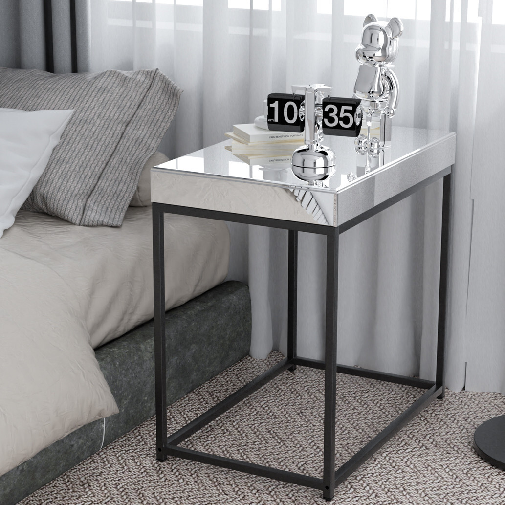 Mirrored Side Tables For Bedroom Mirrored Bedside Table » 2 Drawers