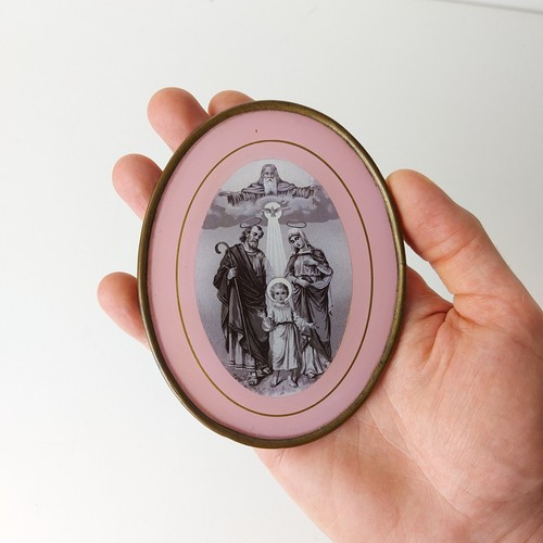 19th Century Antique Holy Picture, Sacred Family, Holy Spirit, Oval ...