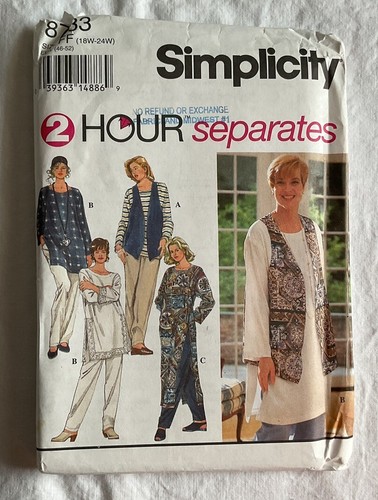 1990s 2 Hr Tunic Pull On Pants Vest Simplicity 8783 Pattern Sz 18W-24W ...
