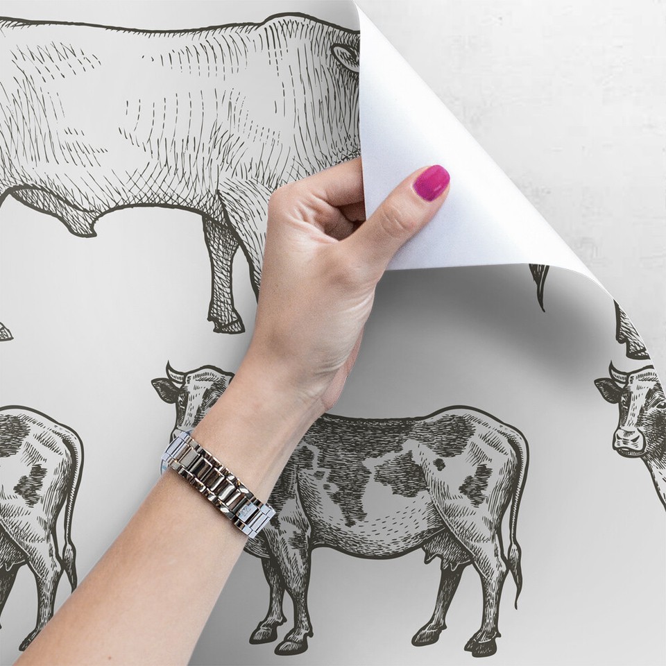 Rural cows Removable wallpaper white and black Home Decor | eBay