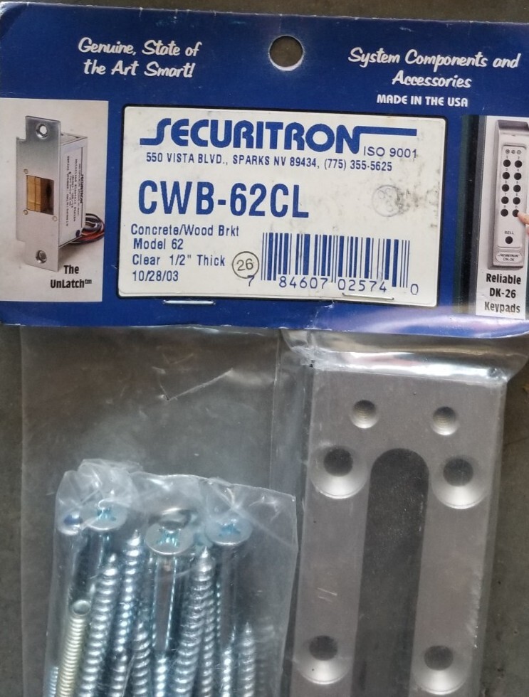 Securitron Cwb-62cl Concrete/wood Bracket Use With M62 Locks for sale ...