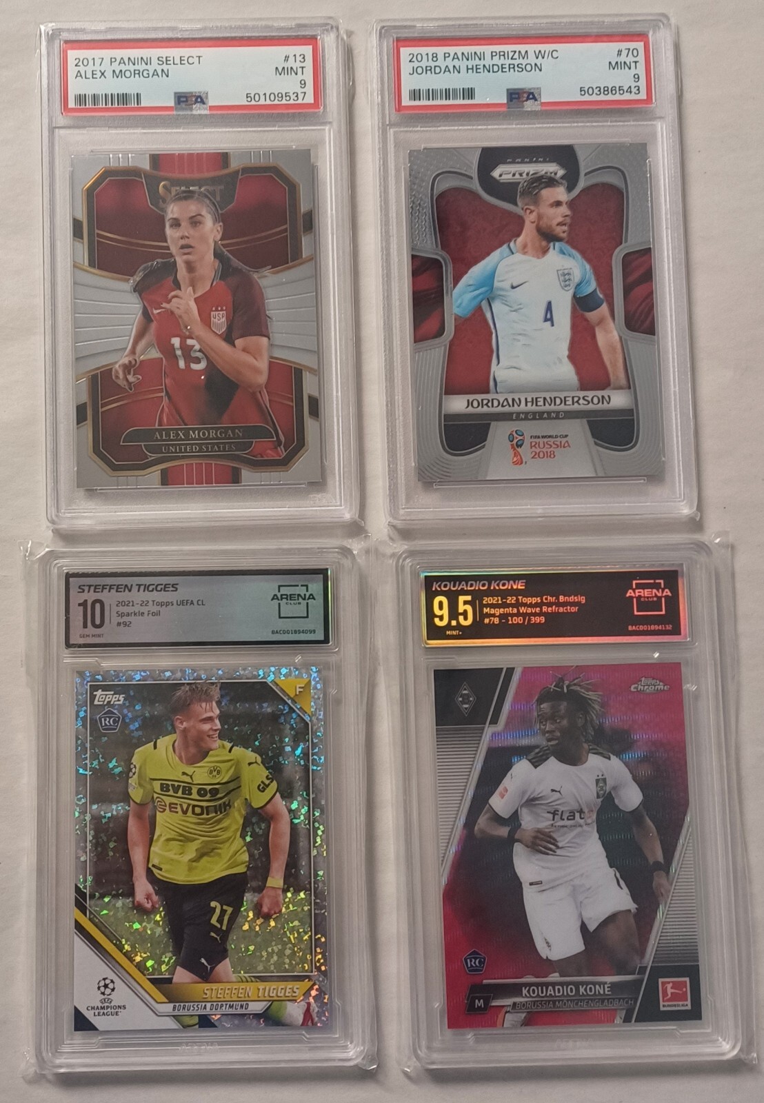 Soccer Graded Card Lot of 4 Cards Alex Morgan Jordan Henderson Kone ...