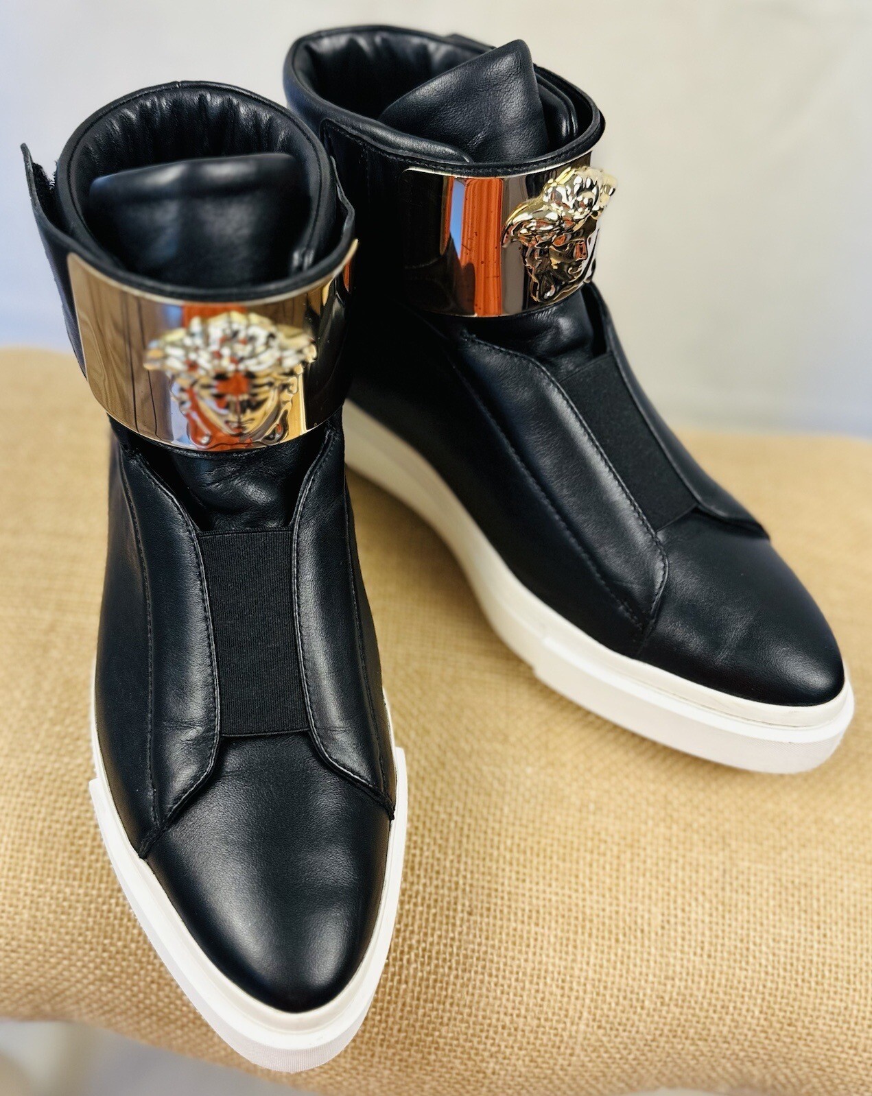 Authentic Black Versace Unique Sneakers Gold 3D Medu… - Gem