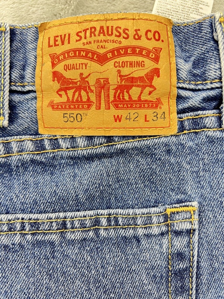LEVIS 550 relaxed, 42x34 Medium Blue Wash, 100% Cotton Vintage | eBay
