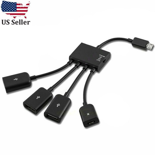 4in1 Micro USB OTG Hub Extension Adapter Charging Cable For Android ...