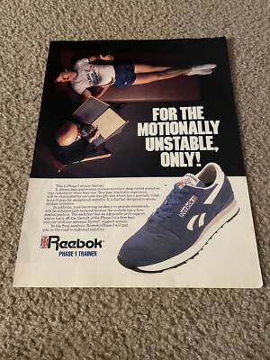 Vintage 1984 REEBOK PHASE I Running Shoes Poster Print Ad "MOTIONALLY ...