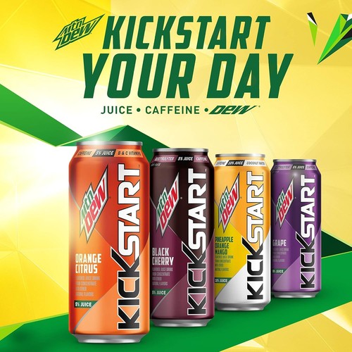 Mountain Dew Kickstart Black Cherry 16oz 12pk Energy Drink 92mg ...