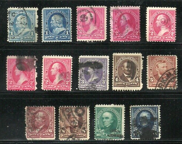 US Scott #246-259 Lot 1 Used, VG/Fine centering 1894 small faults NO ...