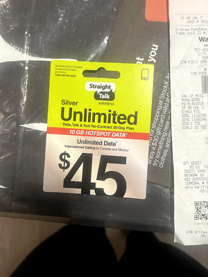 Straight Talk Rob Refill Card 30 Day $45 Prepaid Unlimited Data Plan ...