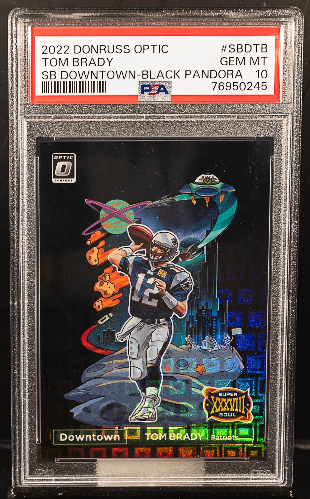 76950245 TOM BRADY 2022 Donruss Optic Black Pandora Prizm Downtown 22/ ...