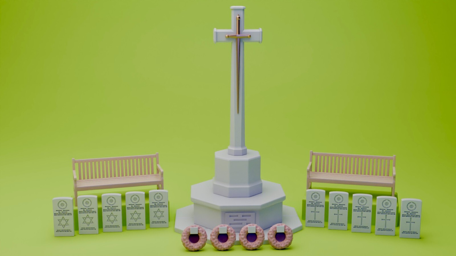 War Cemetery Monument & Grave Set OO GAUGE 1:76 Model Railway Scenery ...