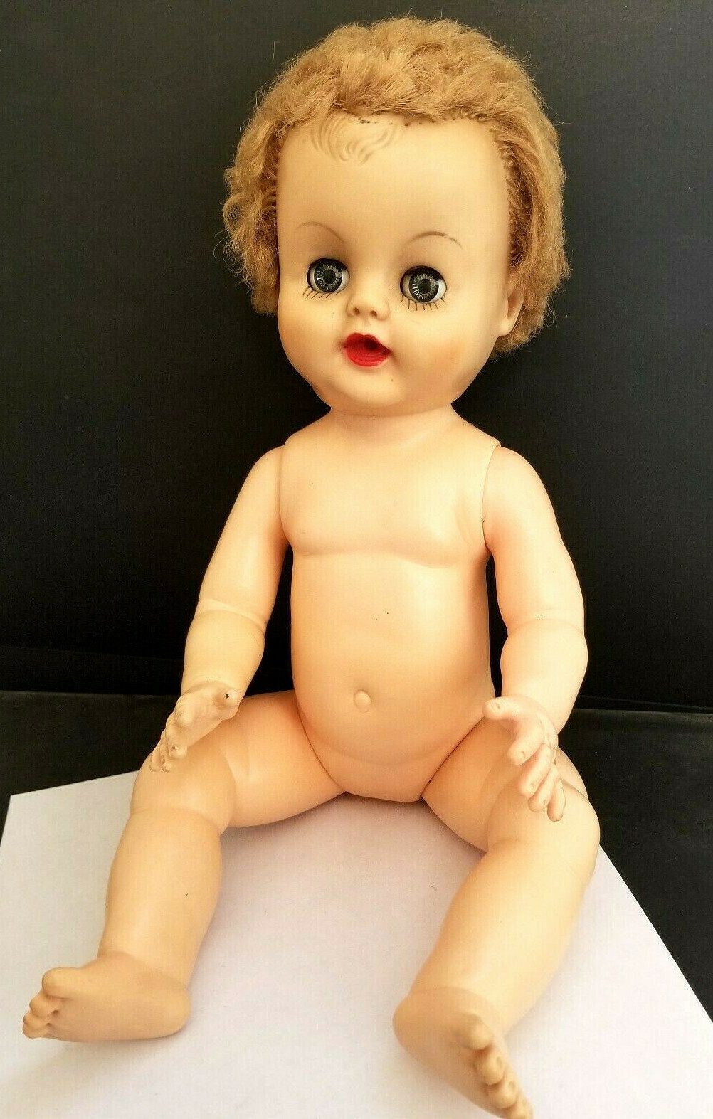 Vintage 1960s Baby Doll 15" Open + Close Eyes Rooted Hair Drinks + Wets ...