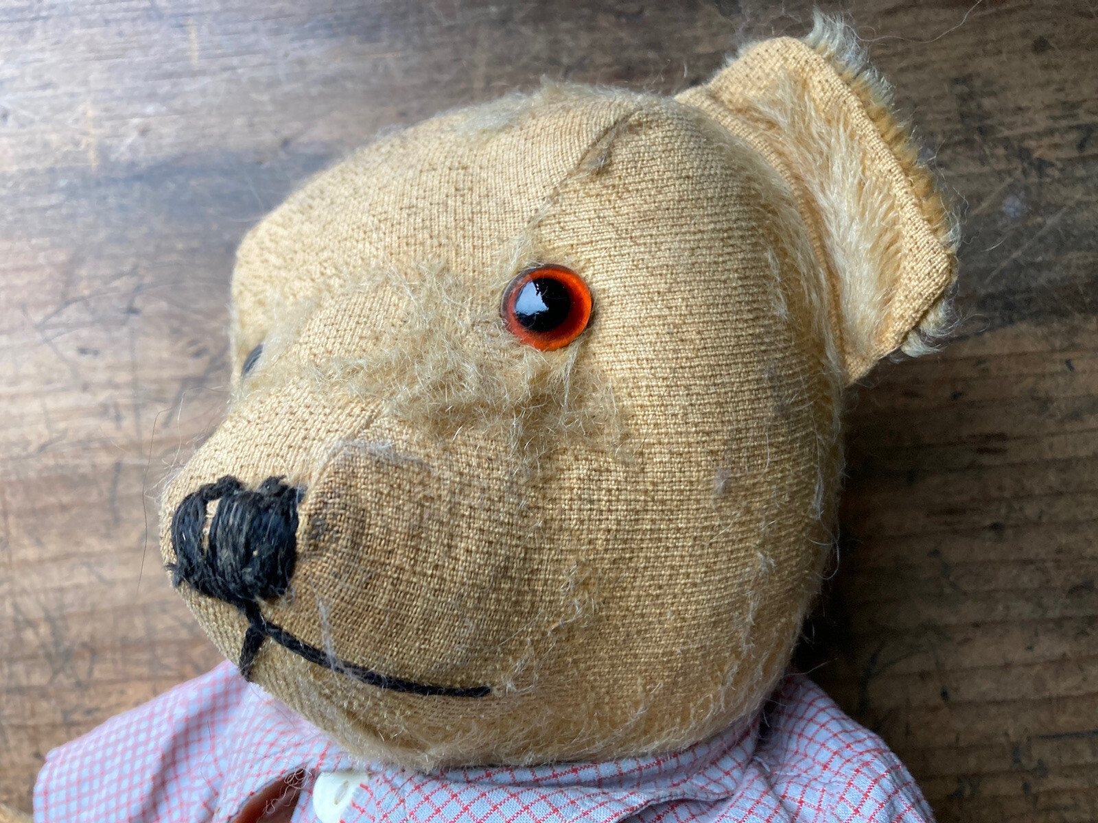 Antique 15” Mohair Jointed Teddy Bear With Glass Eyes Excelsior ...