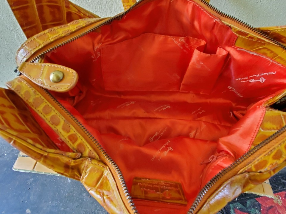 MICHAEL ROME VINTAGE CROC EMBOSSED LEATHER handbag PURSE, Pre-Love!! | eBay