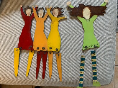 Metal Stick Figures Woman w/dangling legs. 15" tall. Hangable. | eBay