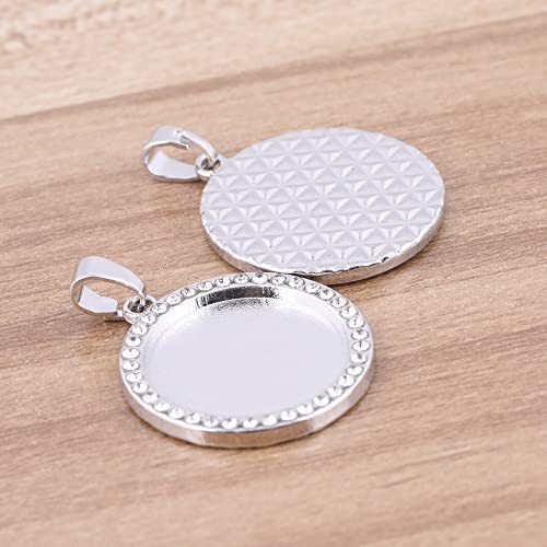 10pcs Rhinestone Cabochon Settings 20mm Round Pendant Trays Diy Bezel ...