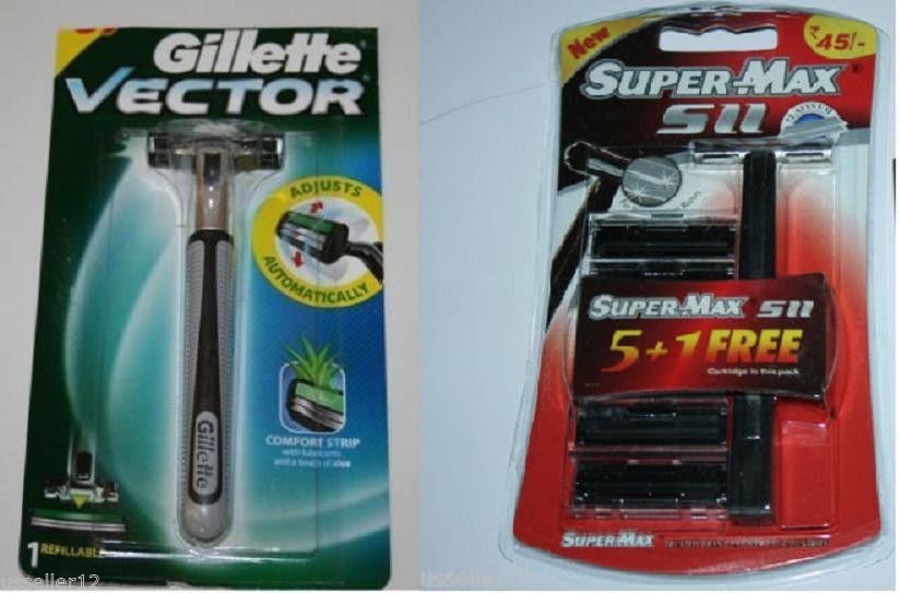 2 Gillette Vector Supermax Fits Atra Trac II Plus Razor blades ...