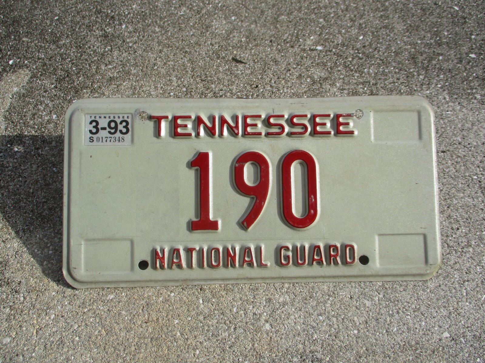 Tennessee 1993 National Guard license plate # 190 | eBay