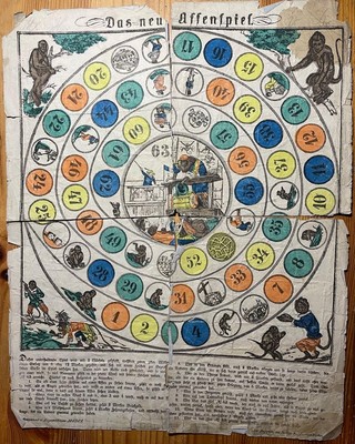 E 499G Bilderbogen, Das neue Affenspiel, Kühn, Neuruppin ca 1850 | eBay.de