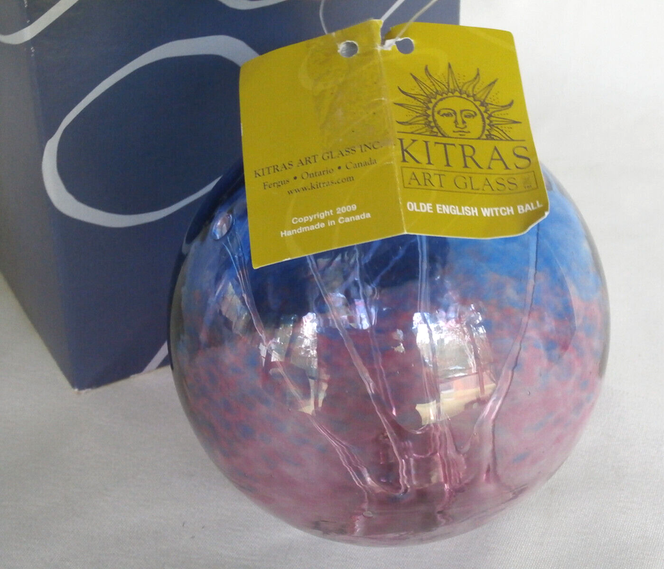 Kitras Art Glass Witch Ball ~ Cobalt / Pink | eBay