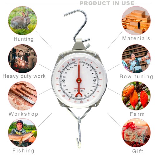 Eyes.sys 440lb/200kg. Big Game Scale，Large Capacity Hanging Spring Dial ...