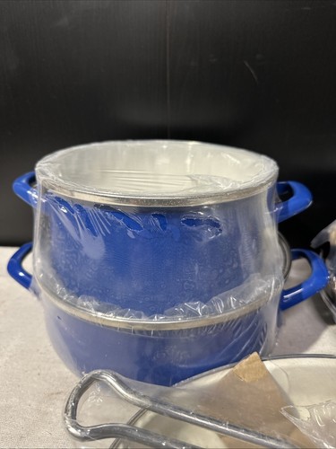 Set Of 11 Vintage Vitrex Gourmet Blue Enamelware Made In Spain Open Box ...