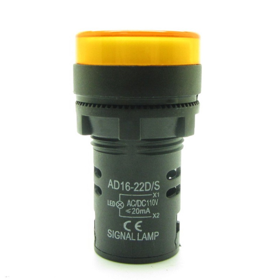 10x Pure Yellow 22mm 0.87" 110VAC DC LED Indicator Light Power Signal ...