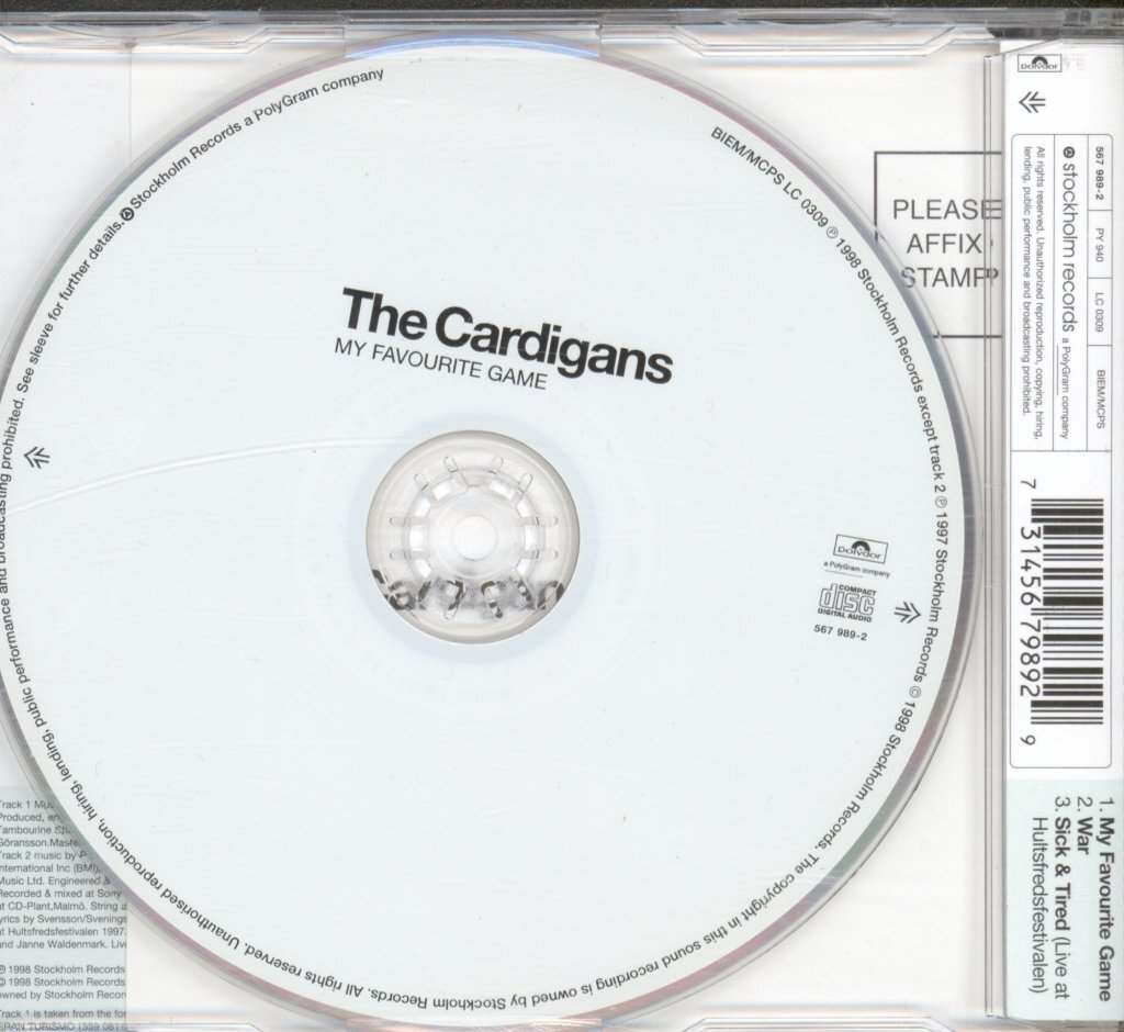 Cardigans My Favourite Game CD UK Stockholm 1998 Has info-sticker on ...