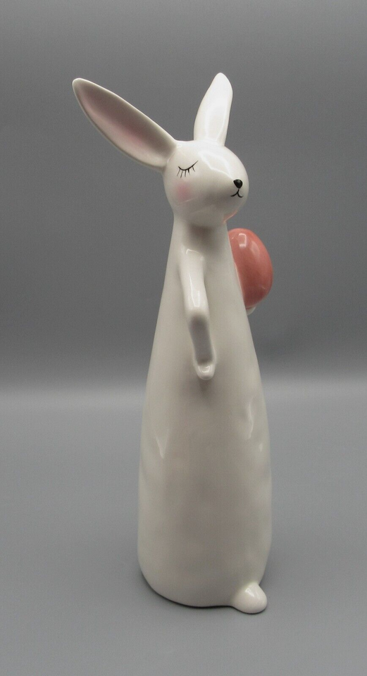 MARTHA STEWART HOME CERAMIC EASTER BUNNY RABBIT W/EGG FIGURINE DÉCOR 10 ...