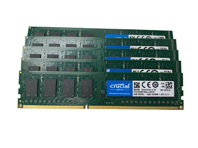 5 x Crucial 4GB DDR3L 1600MHz 240-pin Desktop Memory CT51264BD160BJ RAM ...