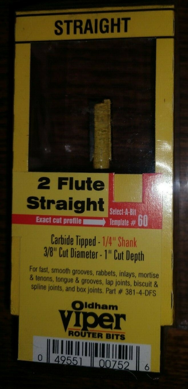 NEW Oldham Viper 2 Flute Straight #60 Carbide Router Bit - 1/4" Shank ...