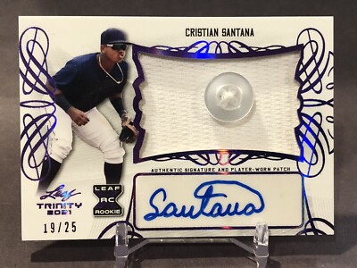 2021 Leaf Trinity Patch Auto Cristian Santana #PA-CS1 Button Auto /25 ...