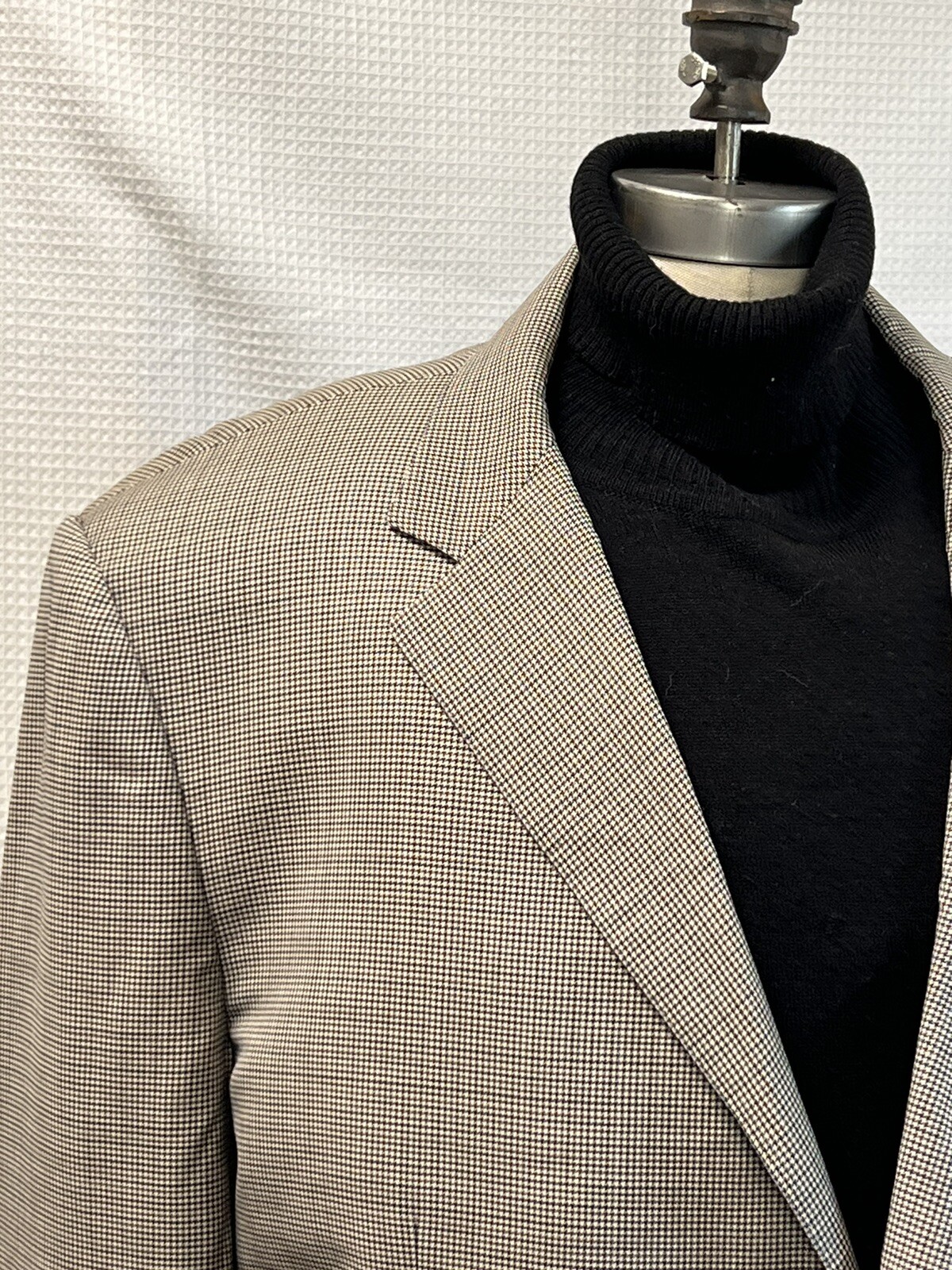 SAMUELSOHN 120S WOOL BEIGE CHECK Mens Blazer Sport Coat Jacket 51 LONG ...
