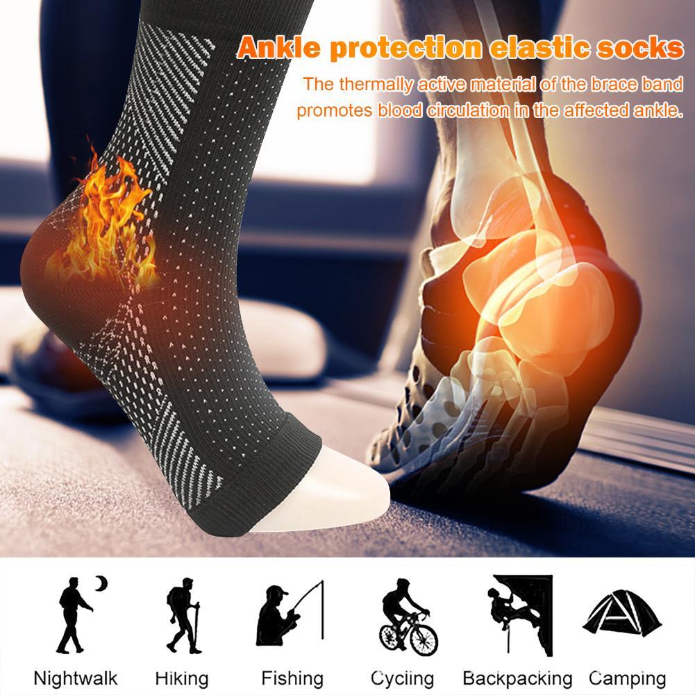 Ankle Compression Socks Achilles Tendonitis Brace (2 Pairs White+Black ...