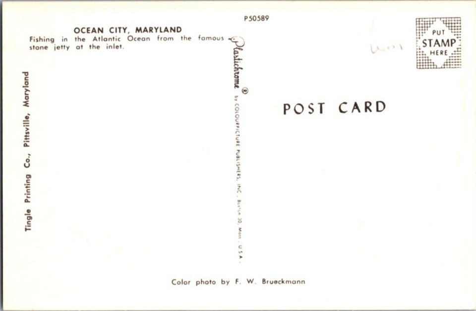 Pre-1980 FISHING FROM STONE JETTY Ocean City Maryland MD d/13 BJ9406 | eBay