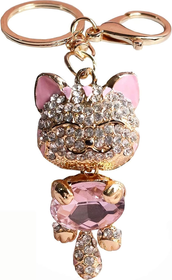 Cute Kitten Cat Bling Crystals Rhinestone Key Chain Keyring Holder ...