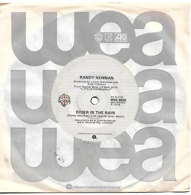 Randy Newman Rider In The Rain Australian 45 record stamped sample ...