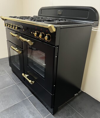 RANGEMASTER CLASSIC 110 🔥DUAL FUEL⚡️RANGE COOKER IN BLACK & BRASS TRIM ...