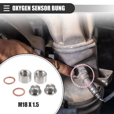 2 Set O2 Oxygen Sensor Bung M18 x 1.5 Thread Exhaust Weld in Bung with ...