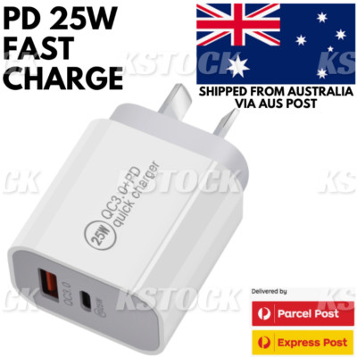PD 25W AU Plug USB-C Type C Fast Wall Charger Adapter For iPhone 17 16 ...