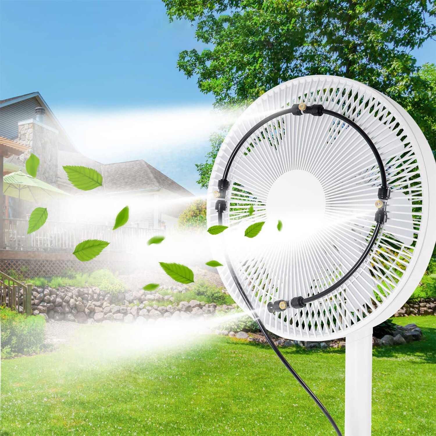 20FT Water Misting Kit for Outdoor Garden Irrigation Mist Nozzle Fan ...