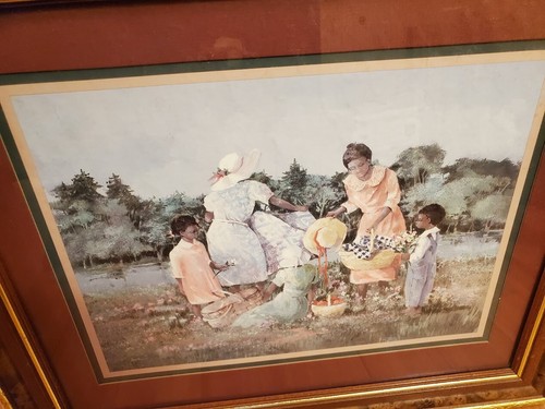 Ann Mount African American Family Picnic Painting Gold & Wood Frame 17 ...