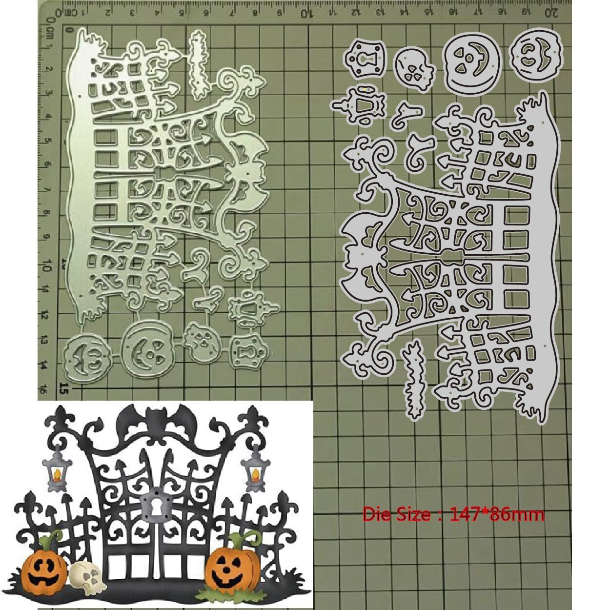 Halloween Iron Gate Pumpkins Skull Lanterns Metal Cutting Dies ...