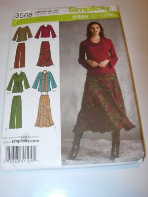 WOMENS UNCUT SIMPLICITY 3568 Sewing Pattern SKIRT SASH TOP PANTS SIZE ...