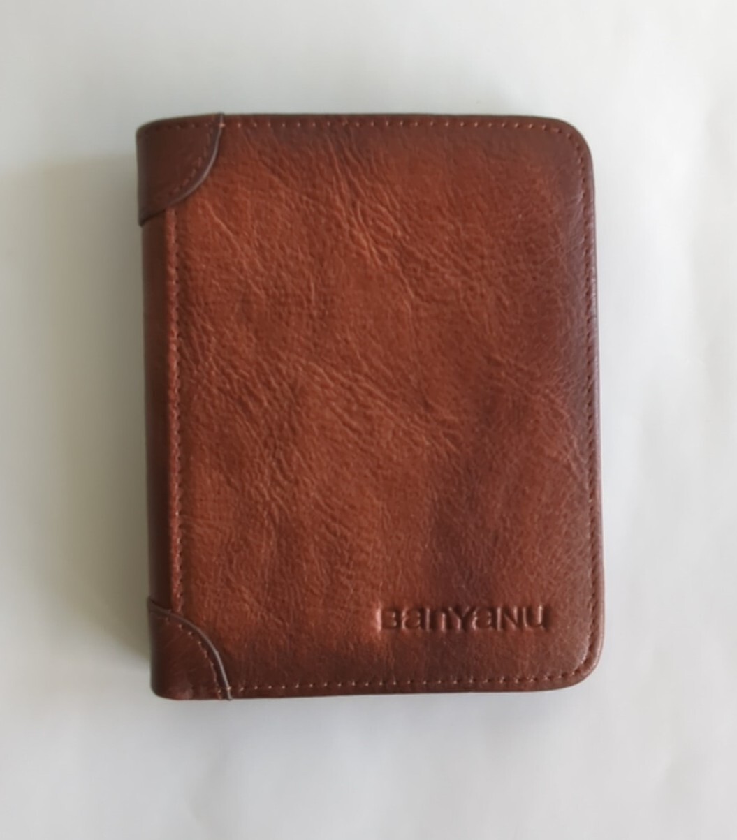 Banyanu RFID Trifold Genuine Leather Mens Wallet Cash Slots ID Credit ...