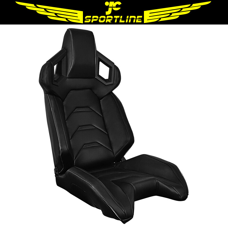 Universal Pair Reclinable Racing Seats & Dual Sliders Carbon PU Leather ...