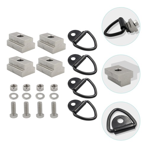 4 Sets Threaded T-slot Nut Truck Bed Bolt Kit Cargo Tie-down Anchors ...