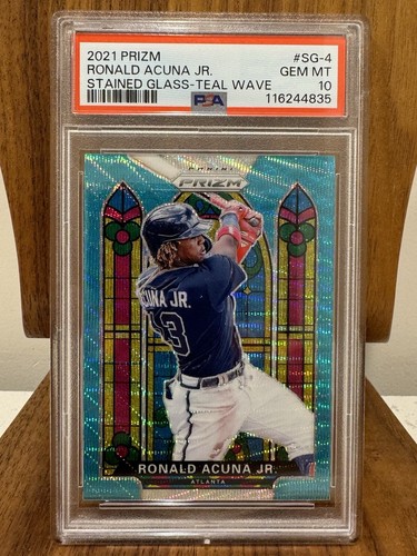 2021 Panini Prizm Stained Glass Teal Wave #SG-4 Ronald Acuna Jr. PSA 10 ...